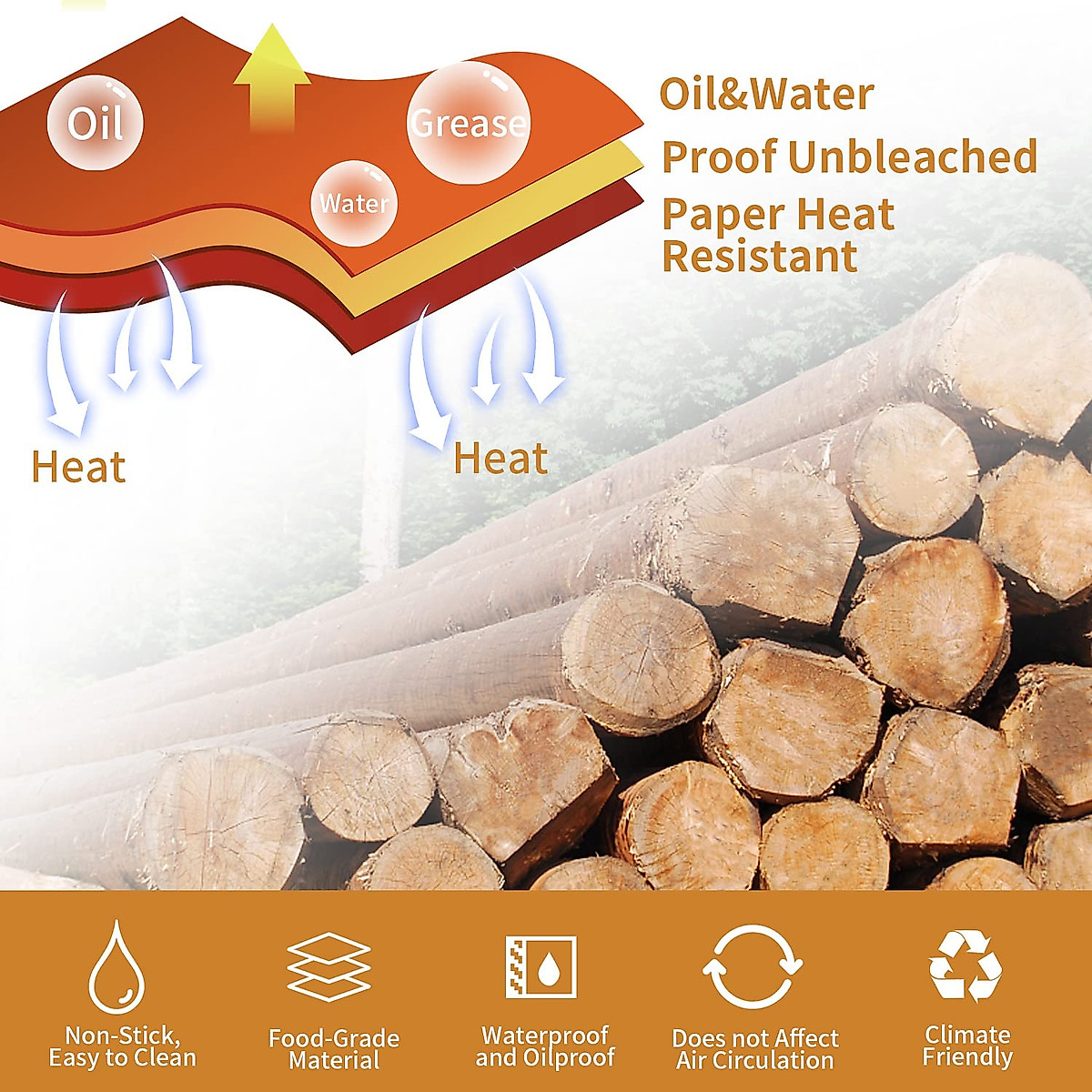 Air Fryer Disposable Paper Liner for Ninja Dual,100PCS Food Grade Air fryer Parchment Liners for Ninja DZ201,Ninja Foodi Dual Air Fryer Accessories Baking Paper (9 * 6, Natural)