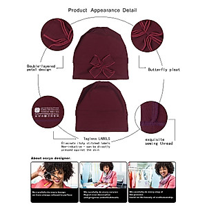 osvyo Cotton Chemo Turbans headwear Beanie Hat Cap for Women Cancer Patient Hairloss BLACK