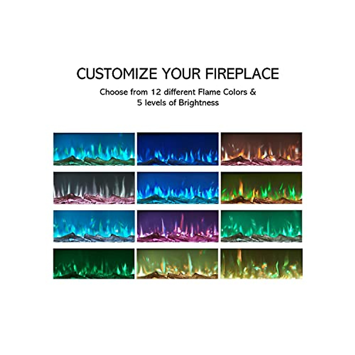 Naomi Home Electric Fire Place Heater for The Wall Mount, Living Room Black 50 inches/12 Flame Colors