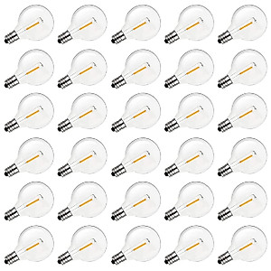 Abeja G40 LED Replacement Bulbs, 1W Shatterproof Globe Bulb fits E12 Candelabra Screw Base, LED Globe Bulbs Light for Outdoor String Lights, 1.5 Inch Dimmable Light Bulb, Warm White, 25 Pack