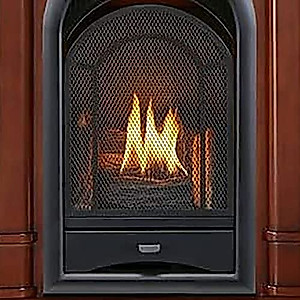 ProCom Dual Fuel Ventless Gas Fireplace System with Mantle, Thermostat Control, 4 Fire Logs, Use with Natural Gas or Liquid Propane, 15000 BTU, Heats up to 600 Sq. Ft., Walnut