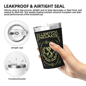 UALWORY Killswitch Music Engage Music Tumbler Cup 12oz Travel Coffee Mug with Lid and Straw Stainless Steel Insulated Mugs