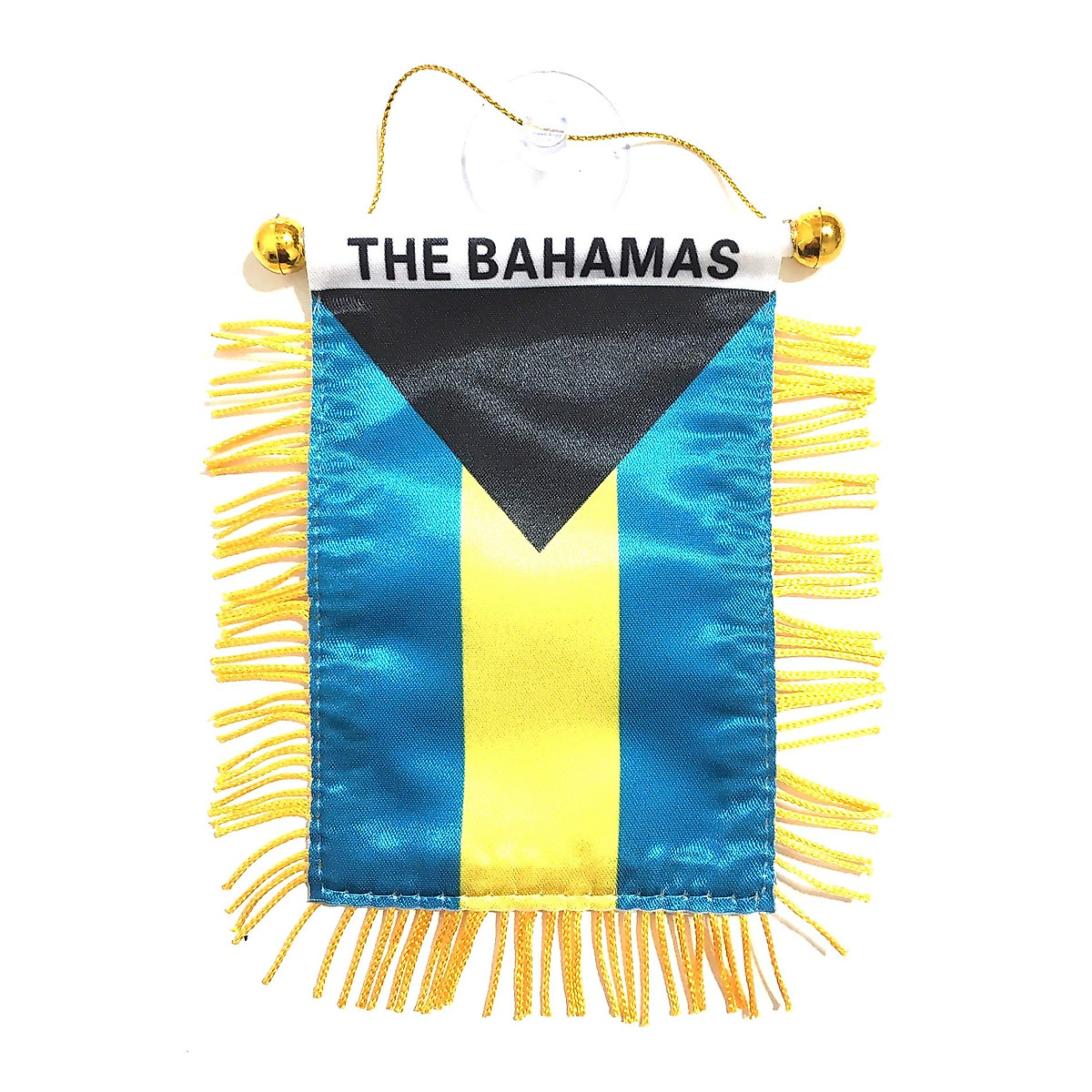 PRK 14 Bahamas Flags for Cars interiror Accessories Decal Stickers Small Mini Banners Hanging Rearview Mirror Accessory Style Design Homes Windows Sticks to Glass Quality Made Mini Banners