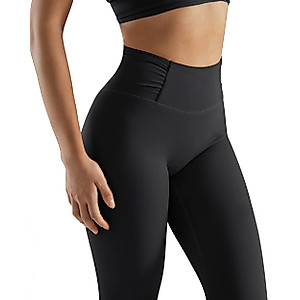 SUUKSESS Women No Front Seam Buttery Soft Workout Leggings Ruched High Waisted Tummy Control Yoga Pants (Black, M)