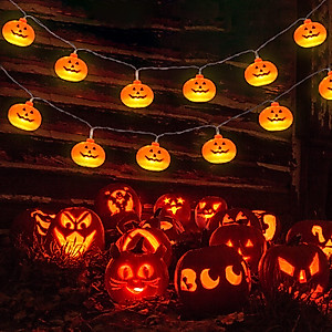 Halloween Decorations 9Ft 20LED Pumpkin String Lights, 2 Model Battery Operated Halloween Decor Pumpkin LED Lights, Thanksgiving Christmas Halloween Decorations for Home Indoor Outdoor