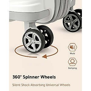 LUGGEX Carry on Luggage, Lightweight Suitcase 2 Piece with Spinner Wheels (White, 14/20)