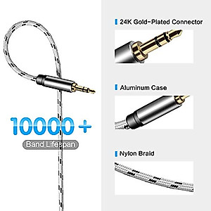 SNANSHI Long Aux Cord 15 ft 3.5mm Audio Cable Nylon Braided Aux Cable Male to Male Stereo Hi-Fi Sound Auxiliary Audio Cable Compatible with Headphones, Car, Tablets,iPhone, Beats,Echo & More