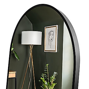 Koonmi Arched Full Length Mirror, 64"x21" Black Standing Hanging or Leaning Full Body Mirror with Aluminum Alloy Frame for Living Room and Bedroom