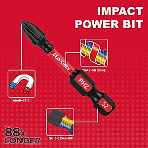 GEINXURN Impact Tough Magnetic Mixed 46Pack Insert Driver Bits, S2 Alloy Steel Screwdriver Power Bits Set with 1Pcs Impact Magnetic Bit Holder and Mini Wrench