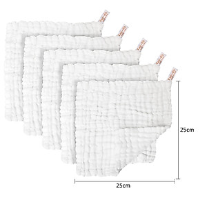 Koo-dib Muslin Soft White Baby Small Washcloths for Newborn Baby Essentials Must Haves Wash Cloths and 100% Cotton Face Towels 10 Pack Muslin Wash