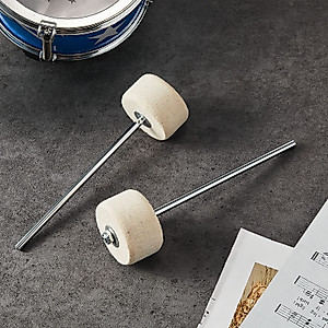 2 Pieces White Felt Bass Drum Beater Set, Kick Drum Foot Pedal Beater Drum Accessories Parts for Kick Drum Pedal