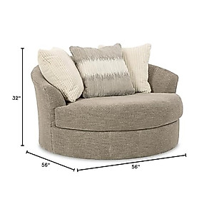 Signature Design by Ashley Creswell Transitional Round Upholstered Oversized Swivel Accent Chair, Gray