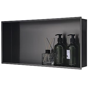 Dorzom Shower Niche 12 x 24, Stainless Steel Shower Niche Shelf No Tile Needed Recessed Shower Niche for Bathroom Storage Bathroom Niche Shelf for Shower Wall, Black