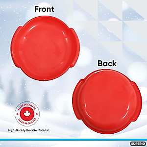 Superio Round Snow Saucer Sleds- 24” Plastic Disc Sleds for Kids and Adults- Heavy Duty Sled Discs with Handles for Downhill Sledding, Winter Outdoor Sports, (Red, Blue, Green, Purple)
