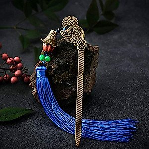 YJMZ Metal Bookmark, Unique Bookmark.with Phoenix Totem and Tassel Pendant, Symbolizing Auspiciousness, Suitable As a Creative Gift for Family and Book Friends