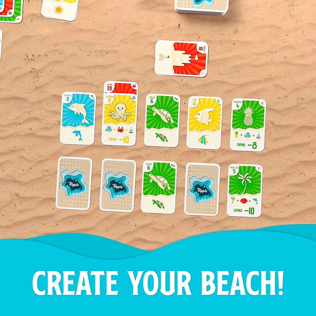 Ripple Card Game - Match, Stack, and Collect Combos on your Beach. Easy to Learn and Fun for Kids, Teens, & Adults.