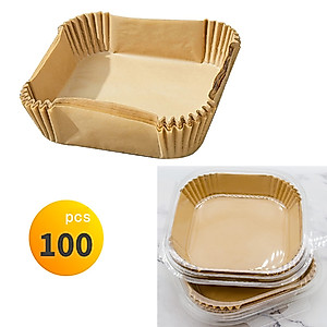 Air Fryer Disposable Paper Liner,100Pcs Air Fryer Liners Square,Parchment Paper Non-stick ,Cooking Baking Paper for Air Fryer Steamer Microwave Oven Baking Paper 6.3 in (Square)