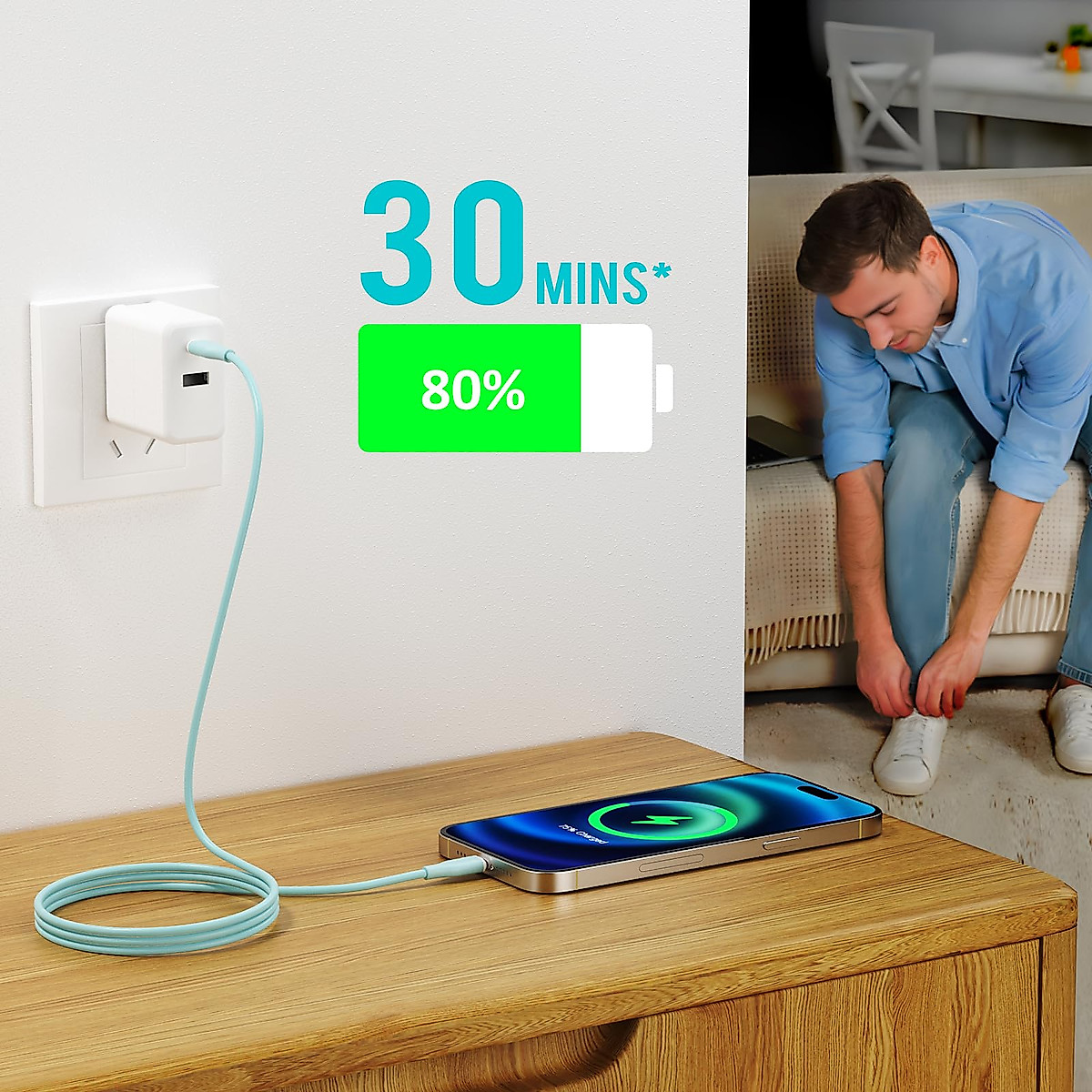 USB C Charger Cable [2-Pack 6ft] 60W Type C Charger Fast Charging, USB C to USB C Cable for iPhone 16 15 Pro Max Plus, Samsung S23/S22 Ultra, MacBook Air Pro 2020, iPad Pro