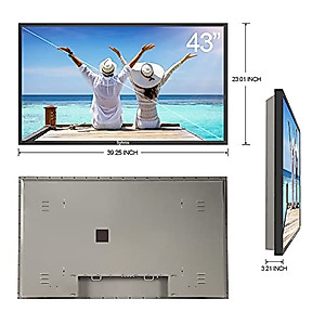 SYLVOX Outdoor TV, Waterproof 4K Smart TV, Supports Bluetooth Wi-Fi, Commercial Grade Equal Bezel LED TV, Suitable for Partial Sun Areas