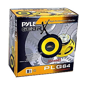 Pyle PLG64 6.5" 1200W Car Audio Mid Bass/Midrange Subwoofer Speaker Set, 2 Pair with Yellow CD P.P. Cone, 4 Ohm Impedance, and Edge Suspension