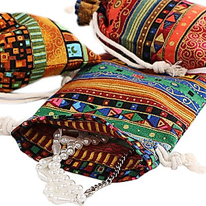 kilofly 12 pc Egyptian Jewelry Bag Aztec Print Drawstring Coin Purse Gift Pouch