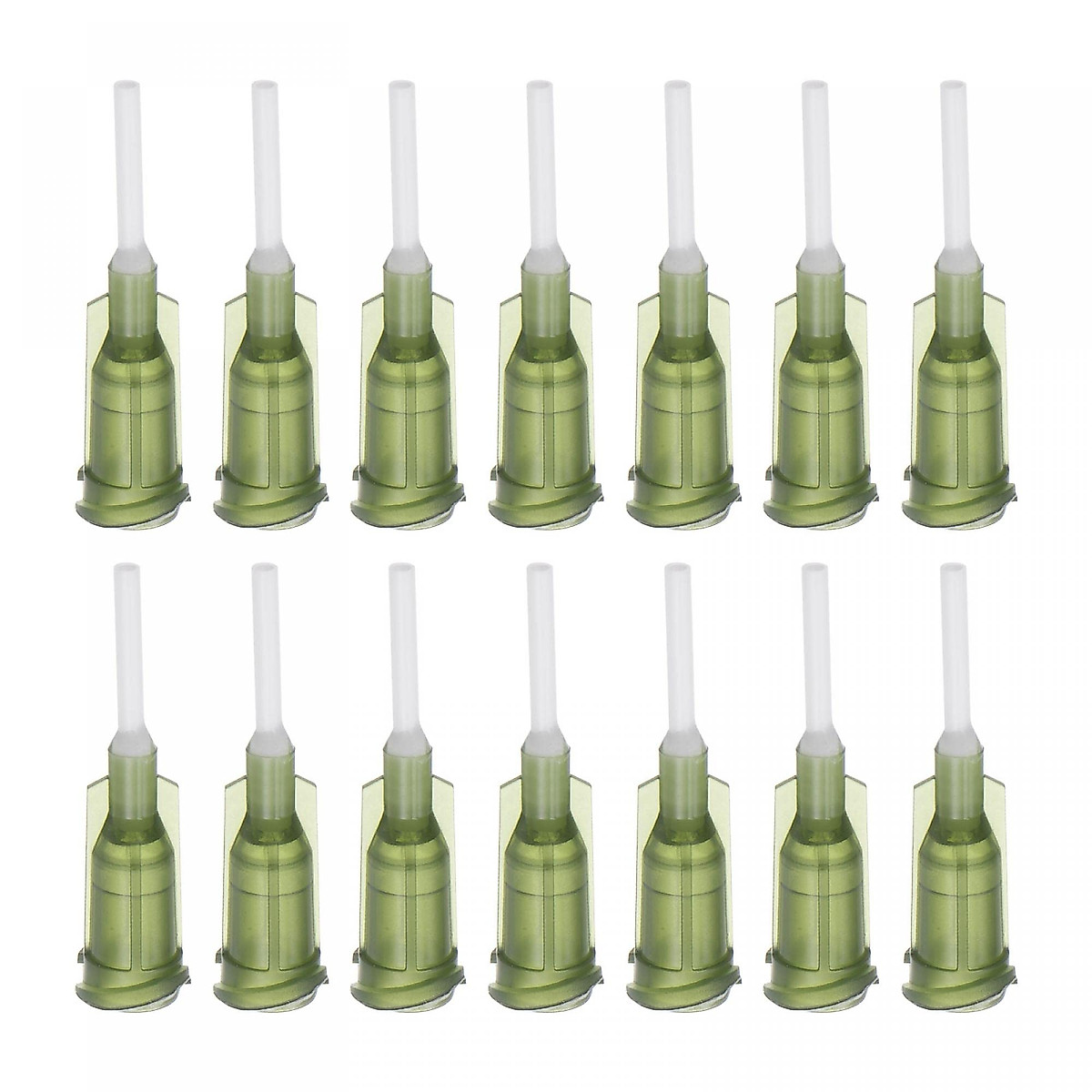uxcell 50 Pcs 14G Plastic Dispensing Needles, 1/2" PP Glue Needle Tube Blunt Luer Lock Tips with PP Flexible Needle for Liquid Glue Gun, Olive