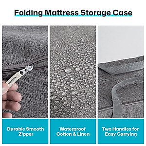Folding Mattress Storage Bag - Trifold Memory Foam Mattress Carry Case, Portable Mattress Sofa Bed Carrying Box for 4" Twin & Twin XL Foldable Floor Mattress, 38.5"x27.5"x13"