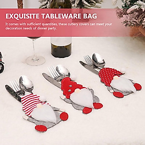 Luxshiny 12pcs Christmas Tableware Bags Gnome Cutlery Bags Xmas Cutlery Pouch Cover Holiday Table Flatware Pouches for Chopsticks Spoon Fork Christmas Table Decorations