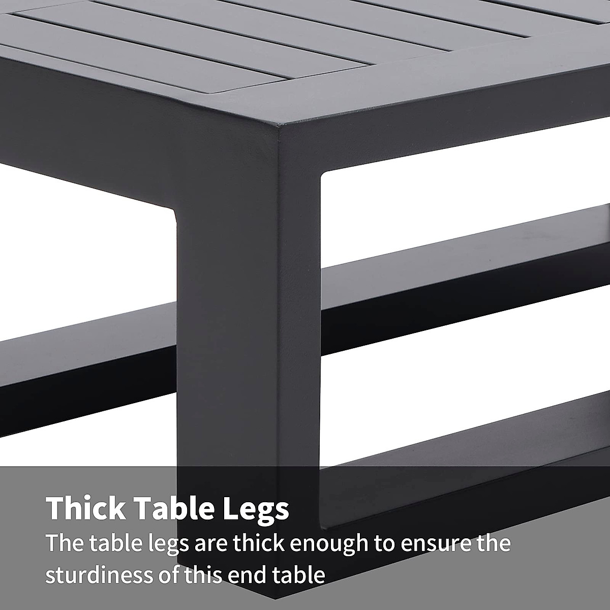 LebenLiebe Patio Side Table Aluminum Outdoor End Tables for Outside Small Rectangle Coffee Table Patio Furniture for Garden Backyard, Grey Frame