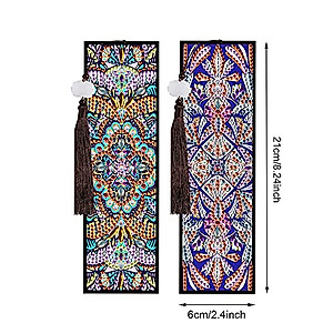hardware store 112 2 Pieces Mandala Style Diamond Painting Bookmarks PU Leather Art Bookmarks with Tassels Rhinestone Bookmarks Art Kit Best Painting Gifts for DIY Artwork, B-1026