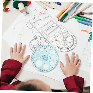 MAGICLULU 1 Set Drawing Ruler Clear Measuring Mathematics Measuring Ruler Clear Graphic Design Ruler Mathematics Measuring Circle Scale Ruler Plastic Multifunction Student Tape Measure