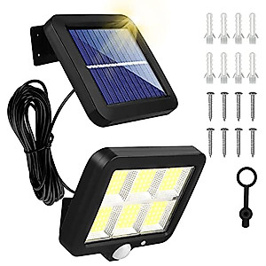 SUNJOYCO Solar Outdoor Light 120 LED Motion Sensor, IP65 Waterproof 120°Motion Sensor Security Lights 3 Modes Outdoor Motion Lights Wall Lights Solar Motion Light for Garden Patio Outdoor Yard Garage