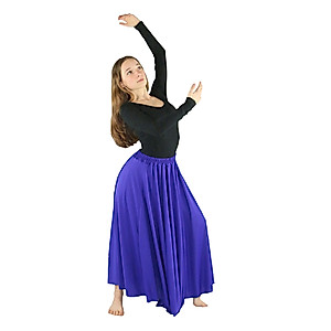 Danzcue Girls Long Full Circle Dance Skirt (S-M, Deep Purple)
