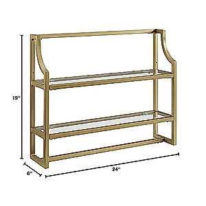 Crosley Furniture Aimee Wall Mounted Bathroom Storage Shelf with Towel Rack and Shelves, Gold