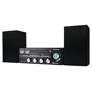 VICTOR Milwaukee 50 Watt Desktop Bluetooth Stereo System with CD/MP3 Player, FM Radio, Functioning VU Meters, and Detached Stereo Speakers, Black