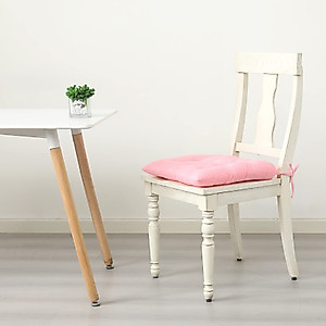 HLOVME Corduroy Chair Cushion with Ties Ultra Soft Warm Floor Cushion for Kids Reading Nook Comfortable Square Seat Cushion for Adult 15.7”x15.7”, Pink