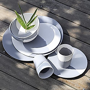 LEKOCH 8 pcs Grey White Bamboo Dinnerware Set,Eco-friendly Reusable Bamboo Outdoor Dinnerwareses for 2 Person Bamboo Fiber Plate Dish Set