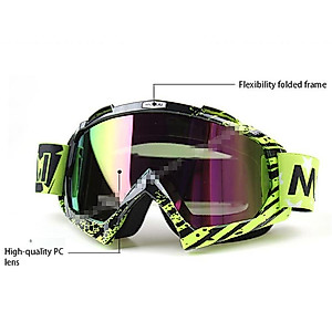 Wonzone Motocross Winter Sports Snowmobile Snowboard Ski Goggles Anti-Fog UV Protection,Windproof Eyewear Protective Glasses (Pink, Clear)