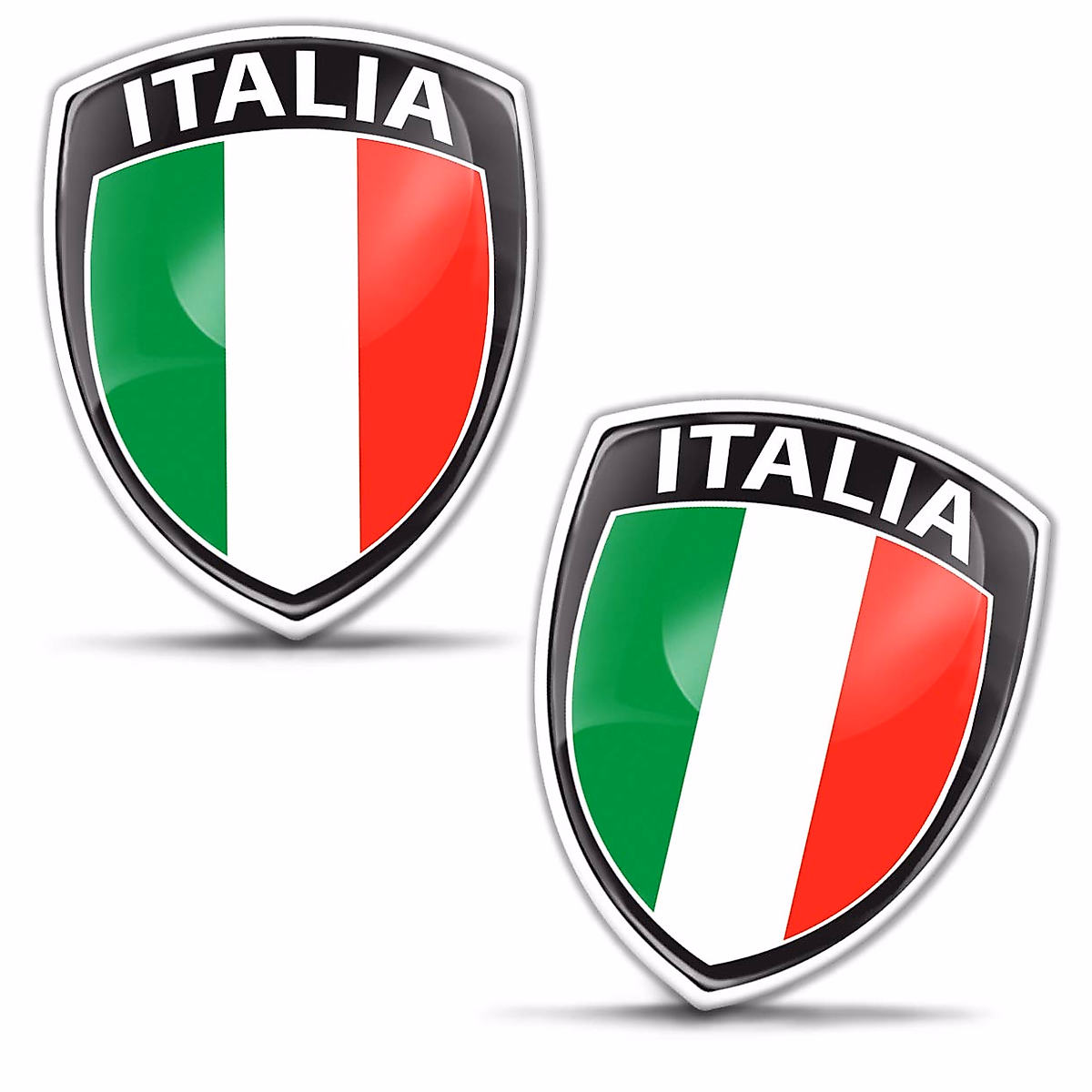 Biomar Labs 2 x 3D Domed Silicone Stickers Decals Car Motorcycle National Italy Italian Flag F 148