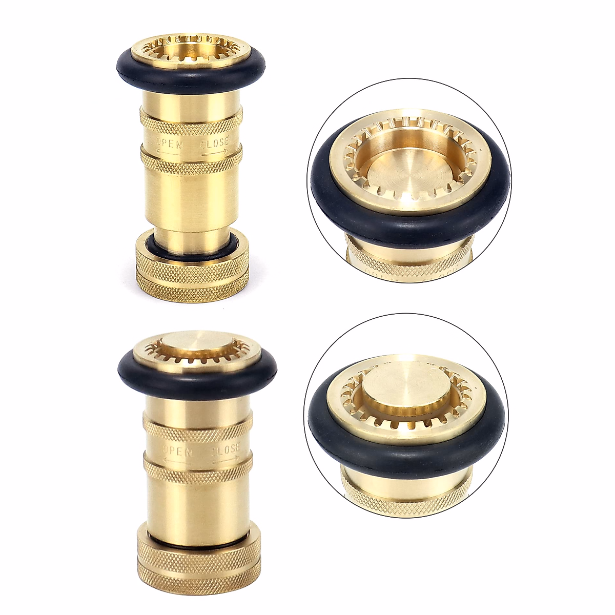 QWORK 1" NST/NH Brass Fire Hose Spray Nozzle, Heavy Duty Fire Equipment, Industrial Jet Fog Nozzle 36 gpm 100 psi