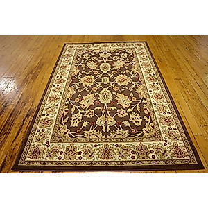Unique Loom Voyage Collection Traditional Oriental Classic Intricate Design Area Rug, 5' 3" x 8' Rectangle, Brown/Cream
