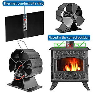UXZDX CUJUX 3 Blade Fireplace Fan Effecient Mute Heat Blade Stove Fan Powered Log Wood Burner Quiet Fan (Color : Black, Size : 125x160x65mm)