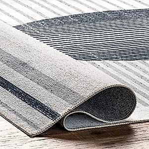 nuLOOM Camila Machine Washable Lunar Eclipse Ultra Thin Area Rug, 4' x 6', Grey