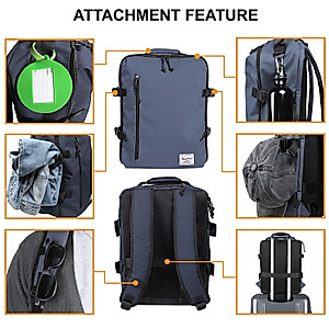 Rangeland Small Carry-on Personal Item Backpack with luggage strap, Laptop Backpack for Men and Women, Business Travel Gym Sport, Pewter