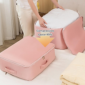 Ultra Space Saving Self Compression Organizer, Storage Tote for Space Saving Compression Moving Organizer Bags for Comforters, Blankets, Bedding