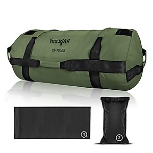 Yes4All Workout Sandbags, Heavy Duty Sandbags - Army Green - M