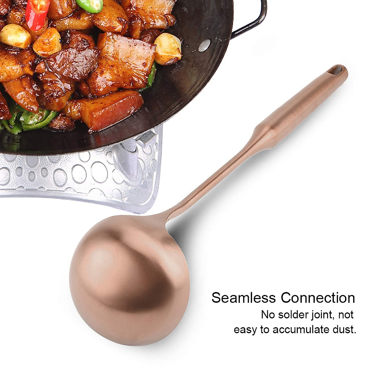 Stainless Steel Ladle Spoon Kitchen Turner, Big Soup Ladle Useful Kitchen Turner Cooking Tool Utensil Tool (Soup Ladle-Rose Gold)