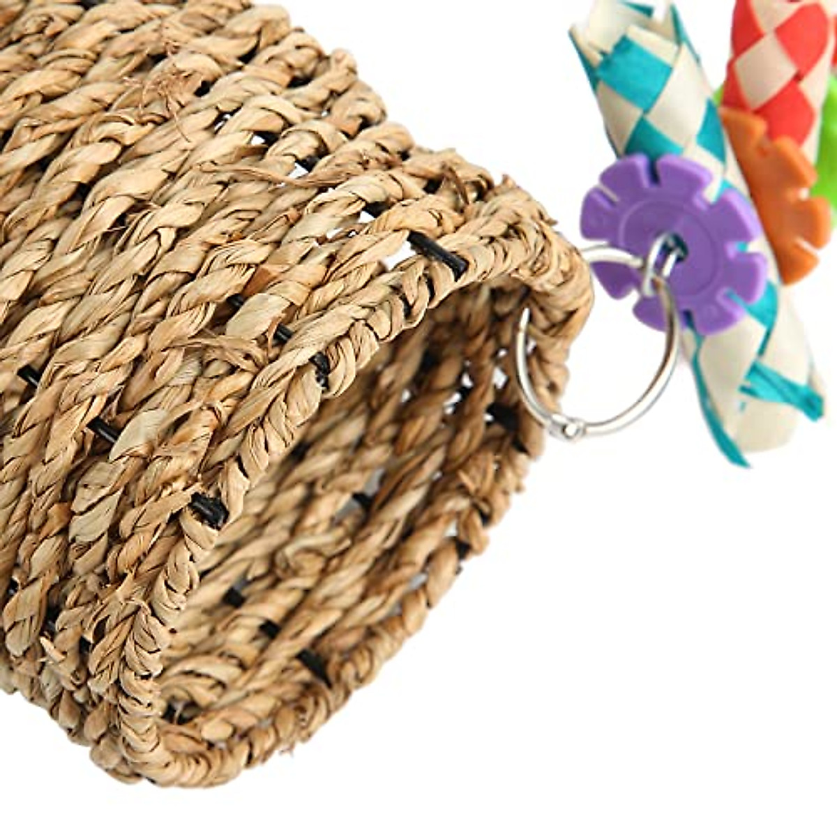 Parrot Grass Woven Tunnel Bird Chewing Relaxing Swing Bird Woven House Toy with Hole Birdcage Accessories for Cockatiel Budgie Hamster