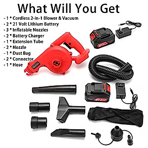 Cordless Mini Blower, 2-in-1 Small Blower with 2 Lithium Battery,Portable Blower for Inflating,Blowing Leaf,Clearing Dust & Small Trash,Car by SHINTYOOL