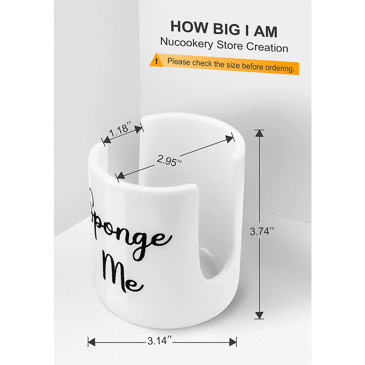 Nucookery Sponge Holder, Ceramic Dish Sponge Holder for Kitchen Sink with Sponge, Porcelain Kitchen Sink Sponge Caddy, Farmhouse Kitchen Sink Organizer for Sink Accessories